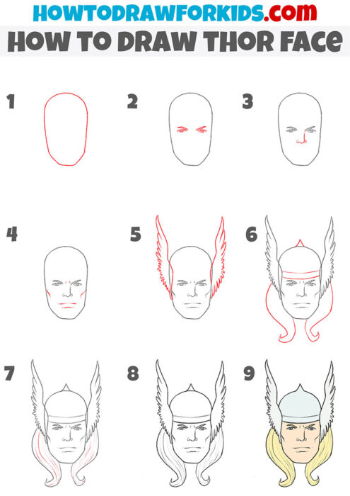 How to Draw Thor Face - Easy Drawing Tutorial For Kids