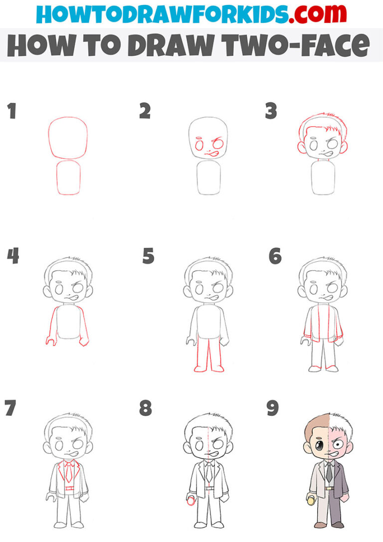 How to Draw Two-Face - Easy Drawing Tutorial For Kids
