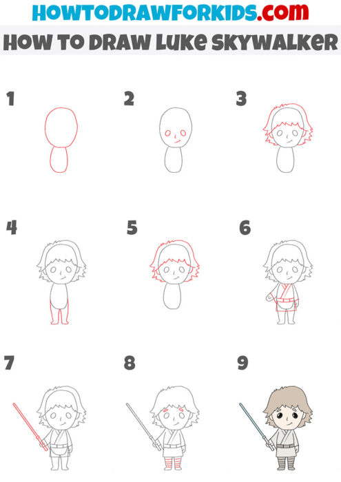 How to Draw Luke Skywalker - Easy Drawing Tutorial For Kids
