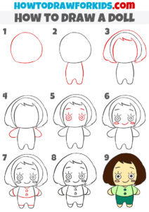 How to Draw a Doll - Easy Drawing Tutorial For Kids