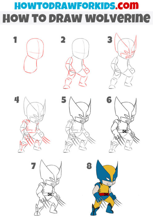 How to Draw Wolverine - Easy Drawing Tutorial For Kids