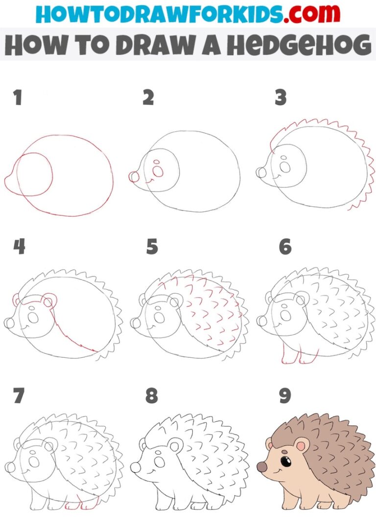 How to Draw a Hedgehog - Easy Drawing Tutorial For Kids