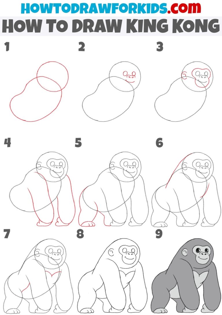 How to Draw King Kong - Easy Drawing Tutorial For Kids