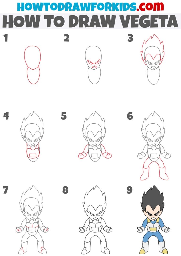 How to Draw Vegeta - Easy Drawing Tutorial For Kids