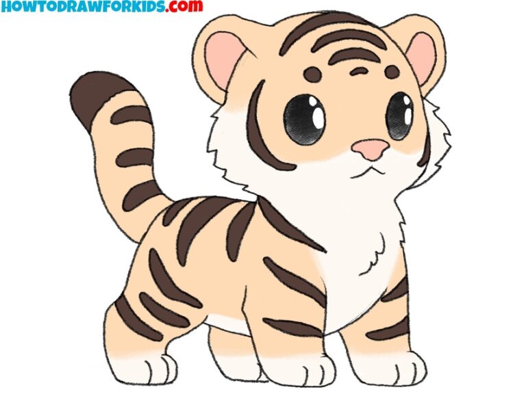 How to Draw a Cartoon Tiger - Easy Drawing Tutorial For Kids