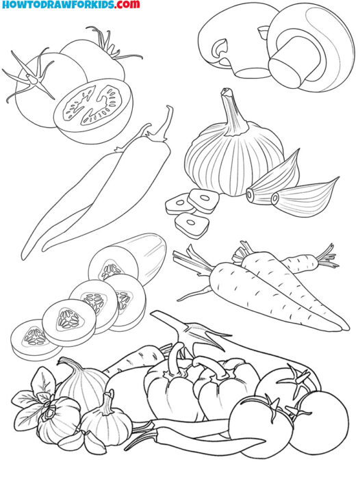 Vegetables Coloring Pages - Free Printables