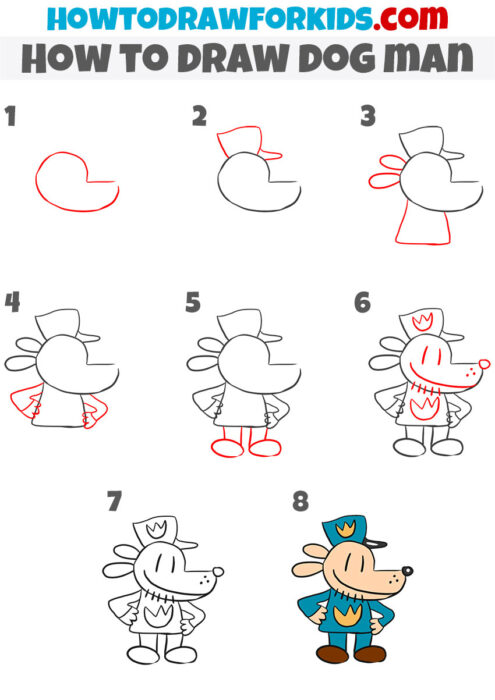 How to Draw Dog Man - Easy Drawing Tutorial For Kids