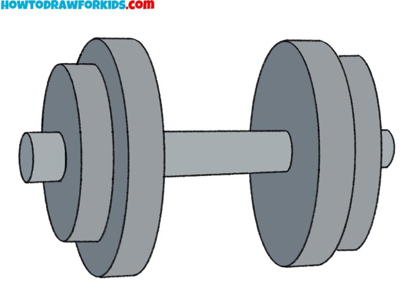 How to Draw a Dumbbell - Easy Tutorial For Kids