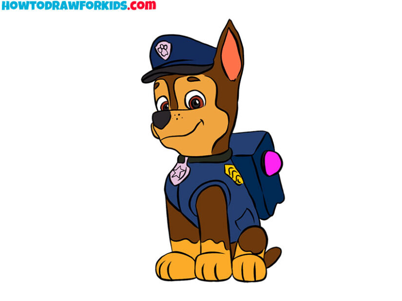 How to Draw Chase from Paw Patrol - Easy Tutorial For Kids