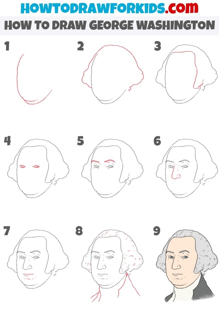 How to Draw George Washington - Easy Drawing Tutorial For Kids How to Draw George Washington - Easy Drawing Tutorial For Kids