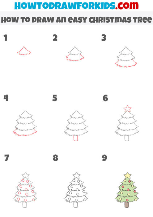 How to Draw a Christmas Tree - Easy Drawing Tutorial For Kids