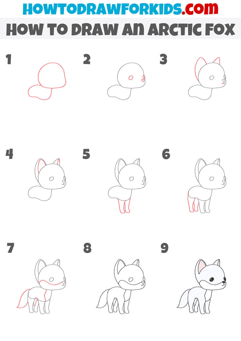 How to Draw an Arctic Fox - Easy Drawing Tutorial For Kids