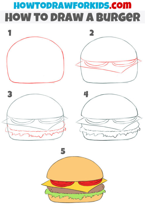 How to Draw a Burger - Easy Drawing Tutorial For Kids