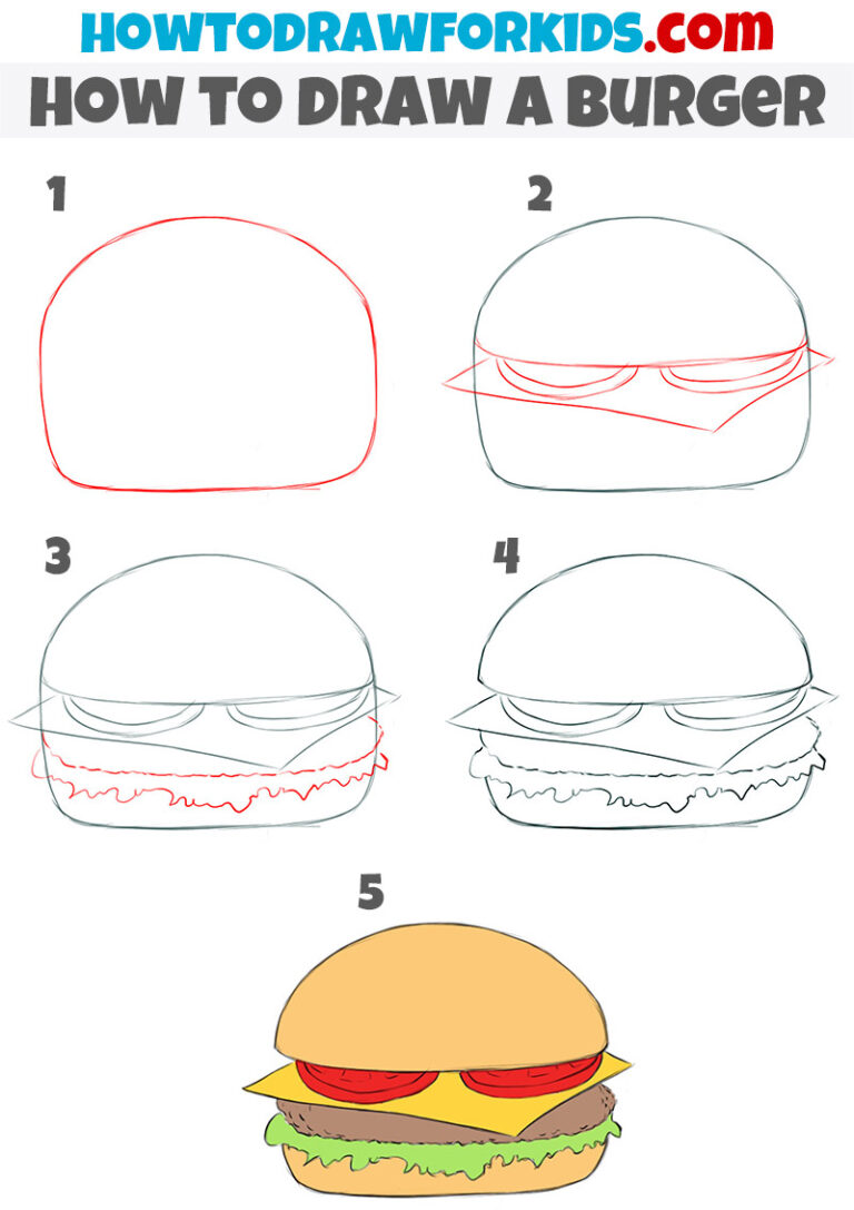 How to Draw a Burger - Easy Drawing Tutorial For Kids