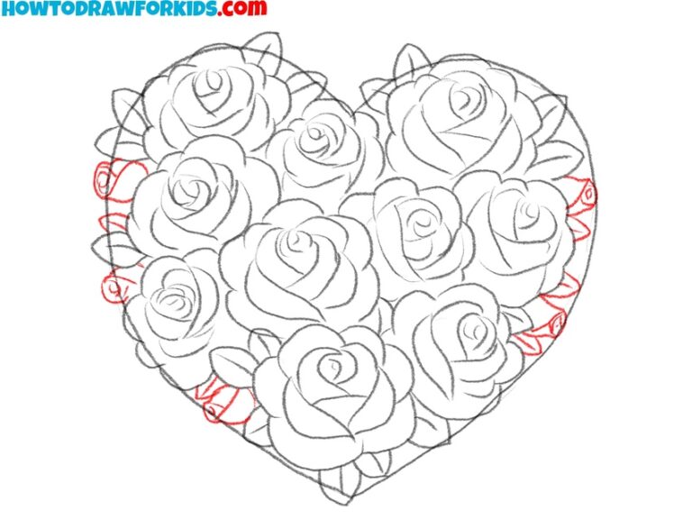 How to Draw a Rose Heart - Easy Drawing Tutorial For Kids