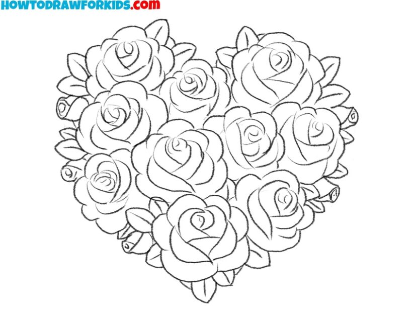 How to Draw a Rose Heart - Easy Drawing Tutorial For Kids