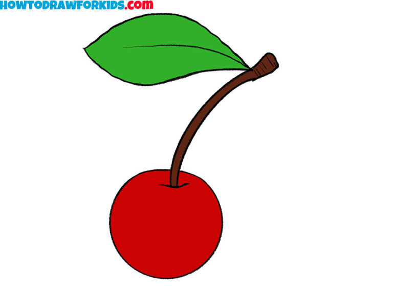 How to Draw a Cherry - Easy Drawing Tutorial For Kids
