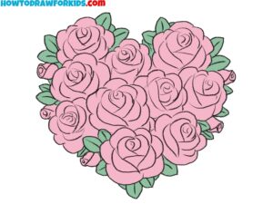 How to Draw a Rose Heart - Easy Drawing Tutorial For Kids