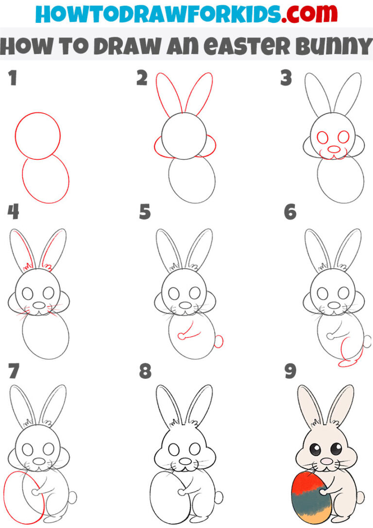 How to Draw the Easter Bunny - Easy Drawing Tutorial For Kids