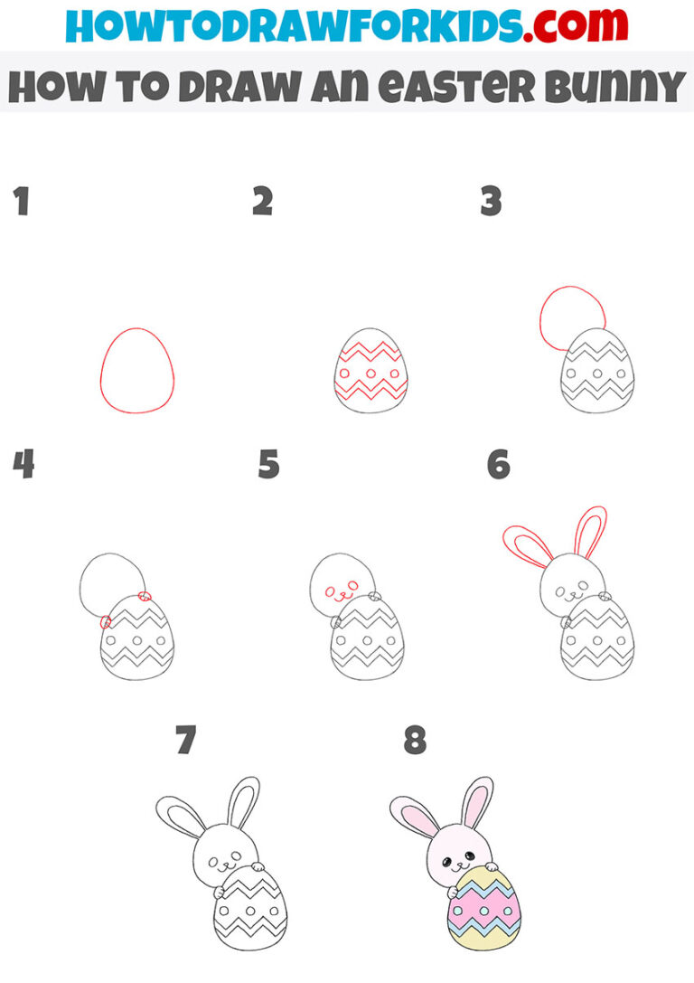 How to Draw the Easter Bunny - Easy Drawing Tutorial For Kids