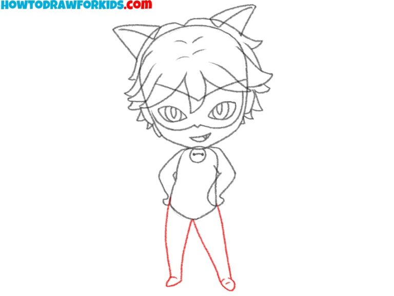 How to Draw Cat Noir - Easy Drawing Tutorial For Kids
