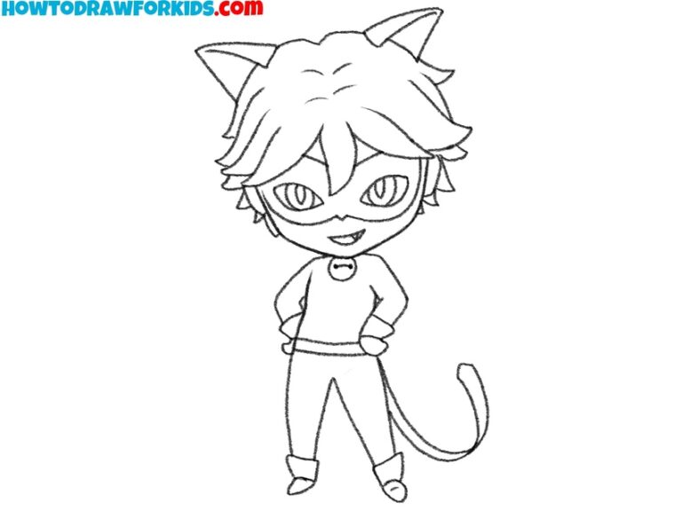 How to Draw Cat Noir - Easy Drawing Tutorial For Kids