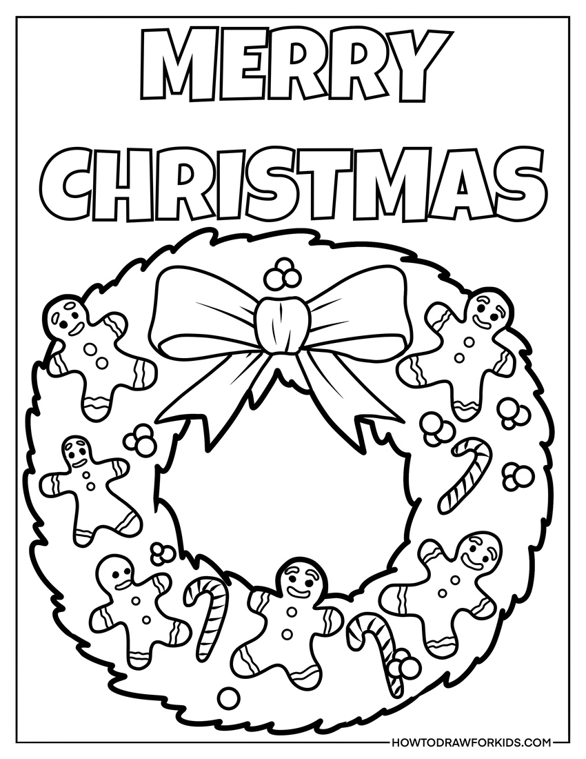 Christmas Wreath Coloring Pages - Easy Drawing Tutorial For Kids