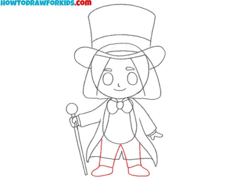 How to Draw Willy Wonka - Easy Drawing Tutorial For Kids