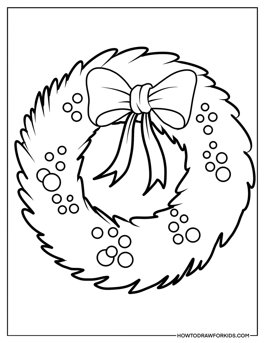 Christmas Wreath Coloring Pages - Easy Drawing Tutorial For Kids