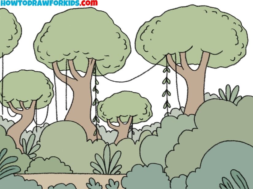How to Draw a Jungle - Easy Drawing Tutorial For Kids