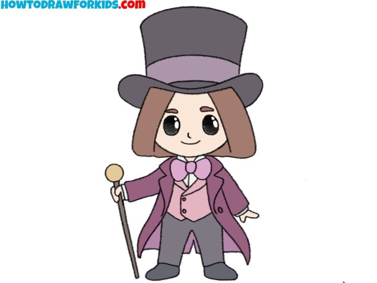 How to Draw Willy Wonka - Easy Drawing Tutorial For Kids
