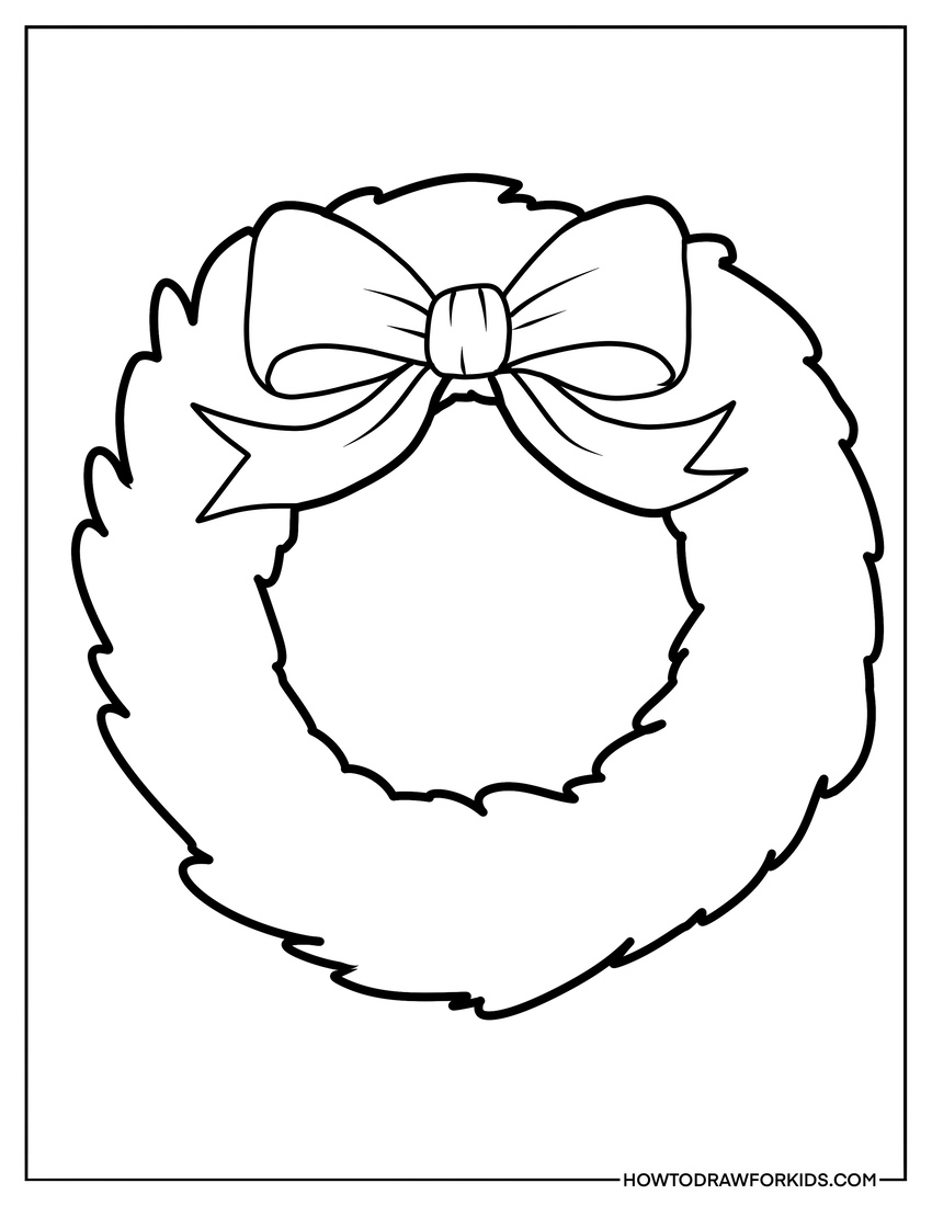 Christmas Wreath Coloring Pages - Easy Drawing Tutorial For Kids