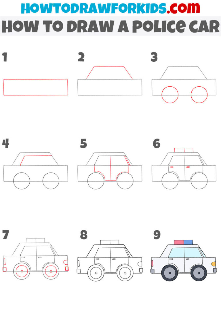 How to Draw a Police Car - Easy Drawing Tutorial For Kids
