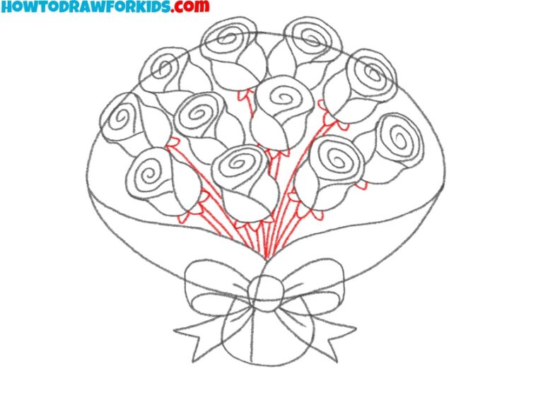 How to Draw a Rose Bouquet - Easy Drawing Tutorial For Kids