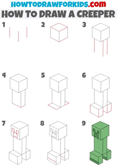 How to Draw a Creeper - Easy Drawing Tutorial For Kids