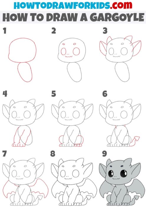 How to Draw a Gargoyle - Easy Drawing Tutorial For Kids