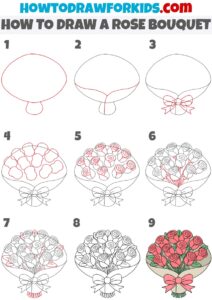 How to Draw a Rose Bouquet - Easy Drawing Tutorial For Kids