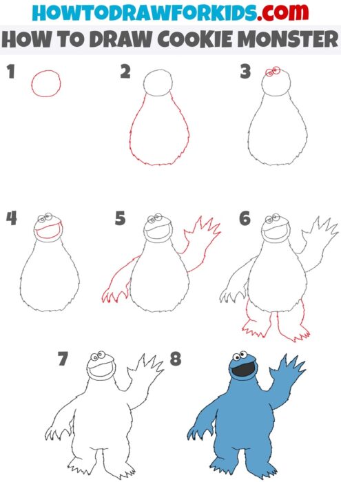 How to Draw Cookie Monster - Easy Drawing Tutorial For Kids