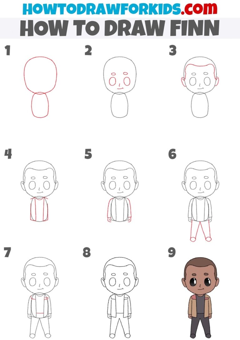 How to Draw Finn from Star Wars - Easy Drawing Tutorial For Kids