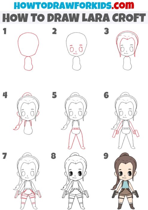 How to Draw Lara Croft - Easy Drawing Tutorial For Kids