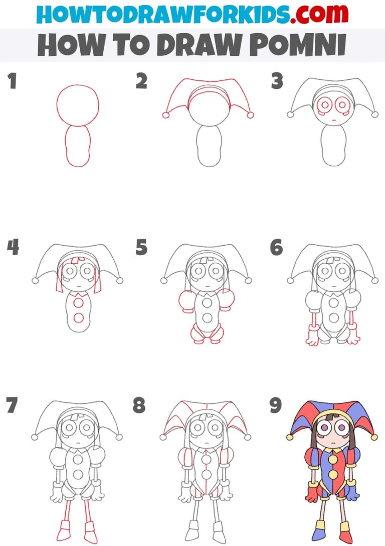 How to Draw Pomni - Easy Drawing Tutorial For Kids