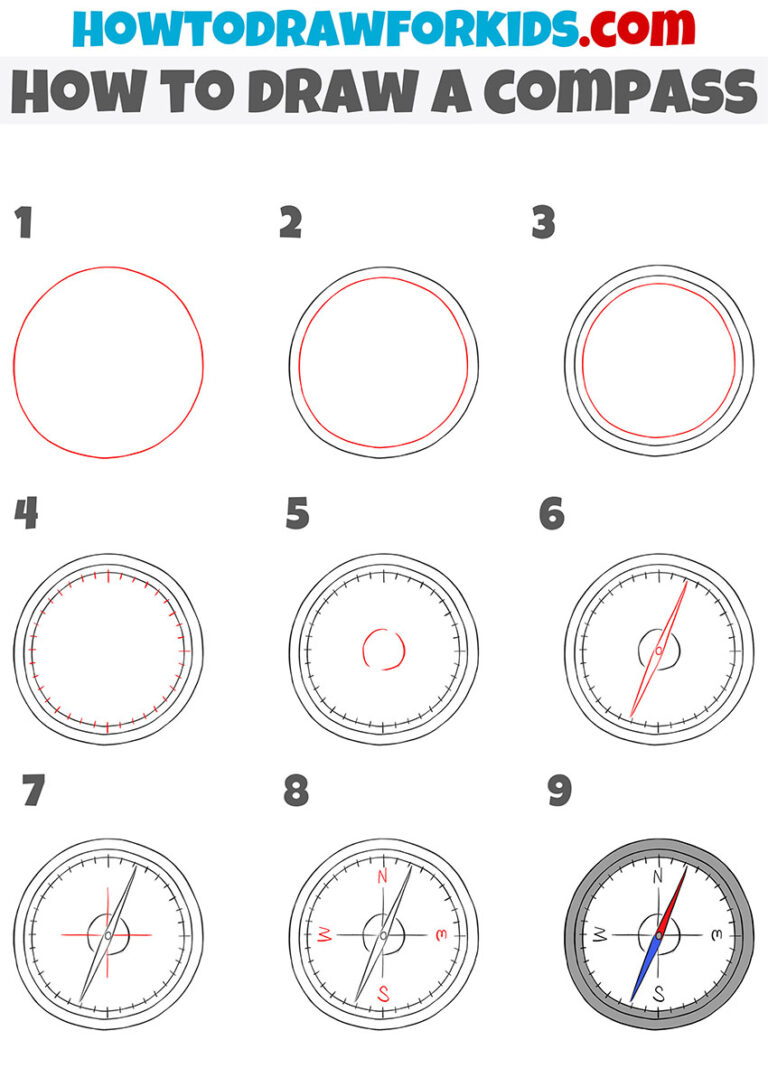 How to Draw a Compass - Easy Drawing Tutorial For Kids