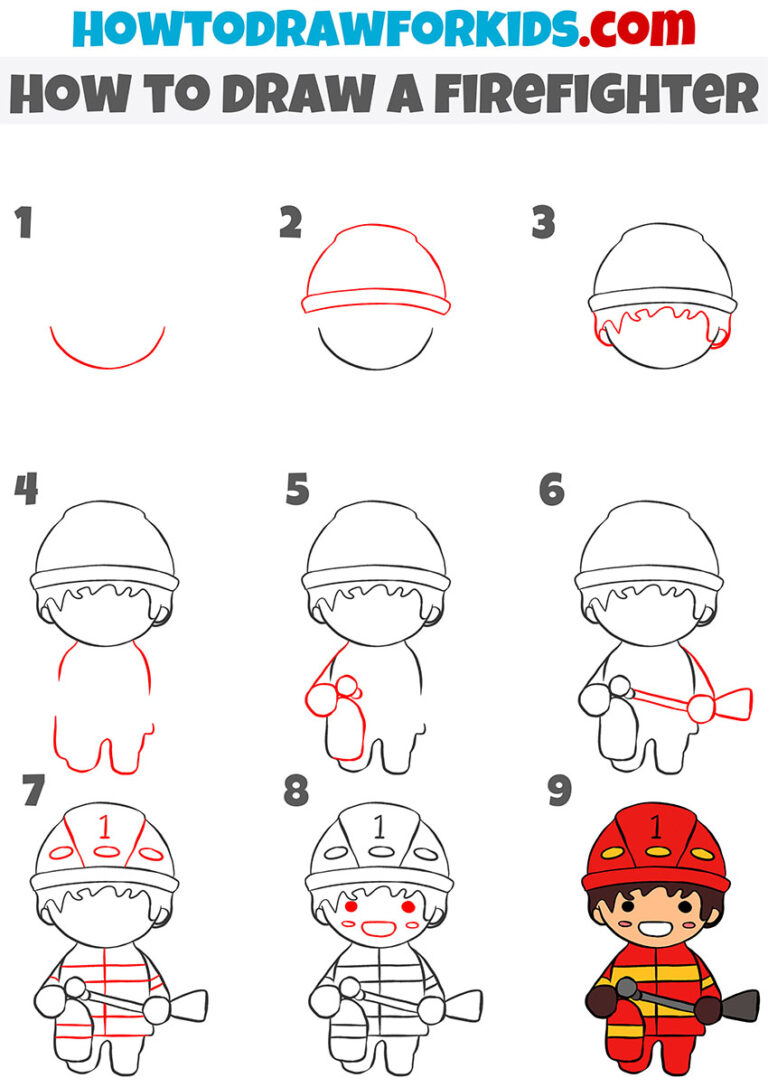 How to Draw a Firefighter - Easy Drawing Tutorial For Kids