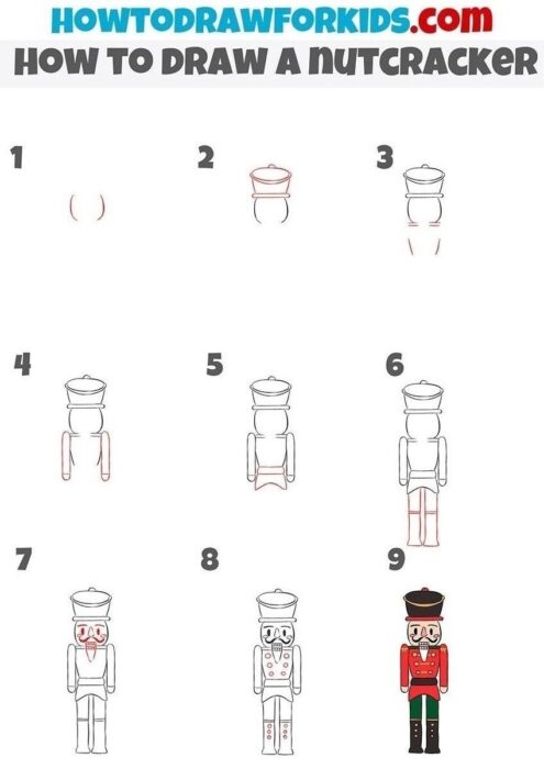 How to Draw a Nutcracker - Easy Drawing Tutorial For Kids