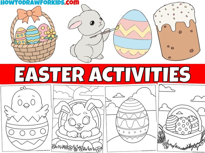Easter Activities for Kids - Coloring Sheets and Drawing Tutorials