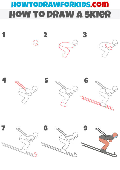 How to Draw a Skier - Easy Drawing Tutorial For Kids