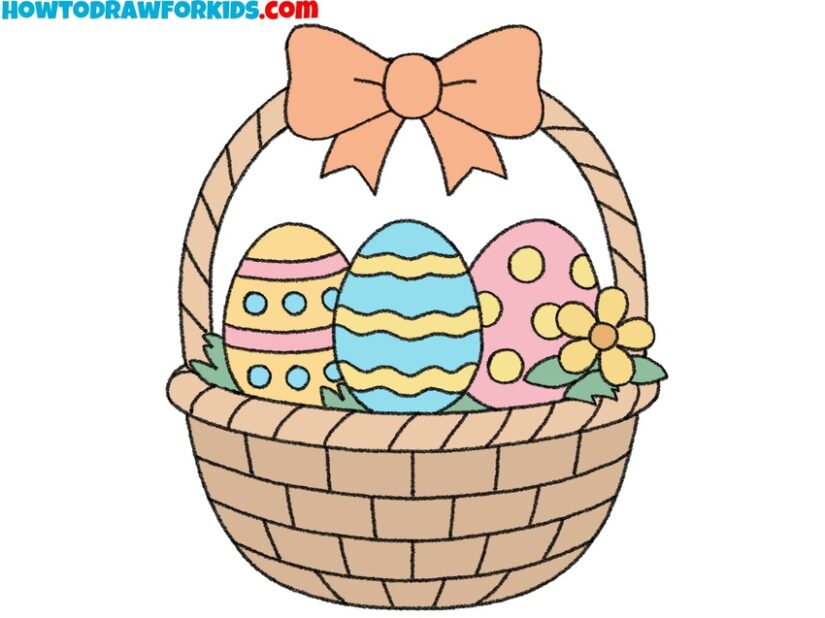 How to Draw an Easter Basket - Easy Drawing Tutorial For Kids