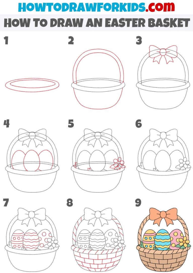 How to Draw an Easter Basket - Easy Drawing Tutorial For Kids