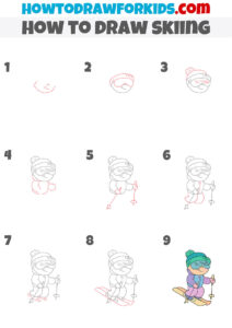 How to Draw a Skier - Easy Drawing Tutorial For Kids