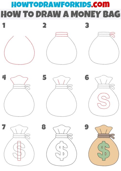 How to Draw a Money Bag - Easy Drawing Tutorial For Kids